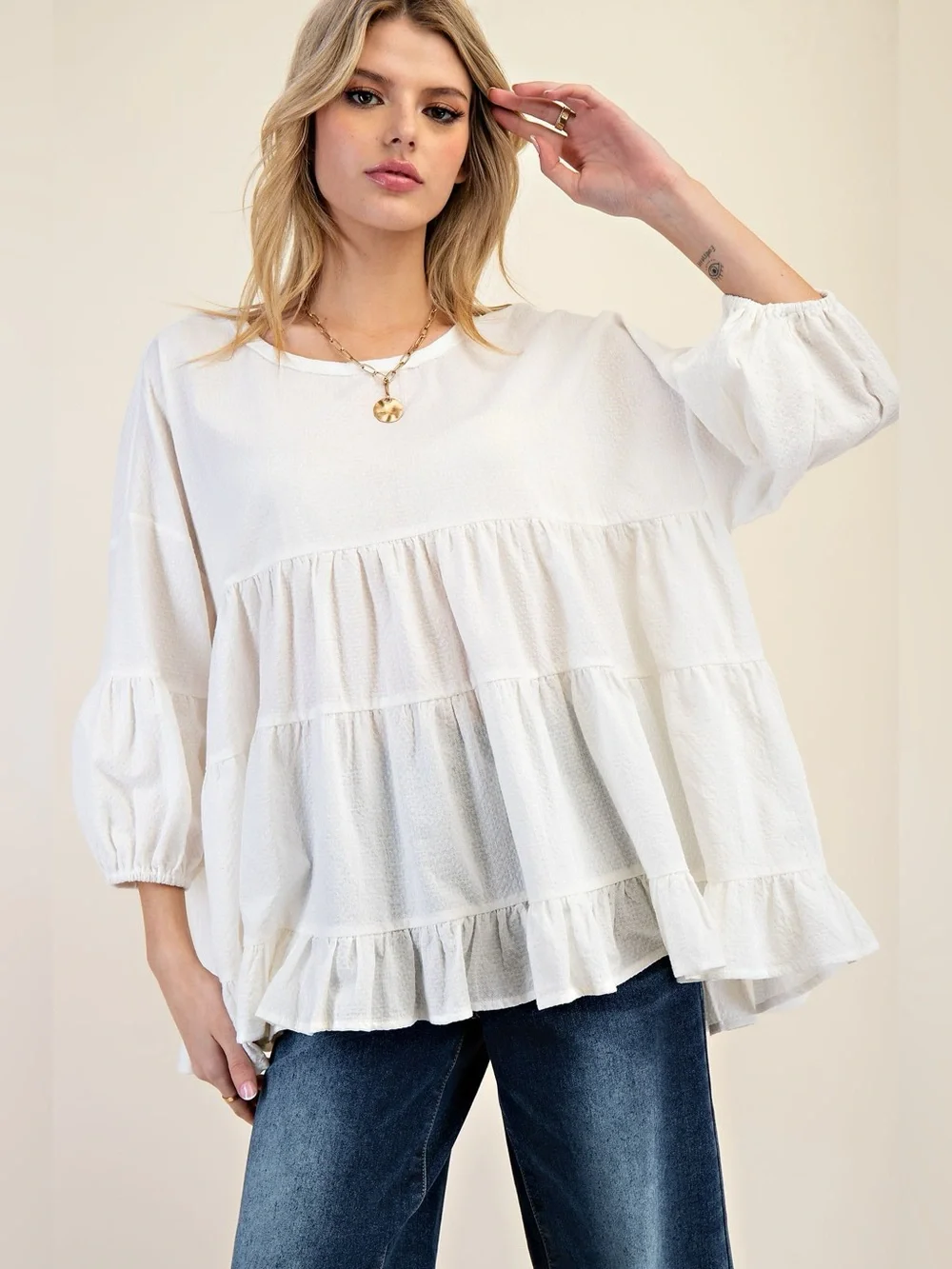 easel | Tops | Easel Off White Flowy Top | Poshmark